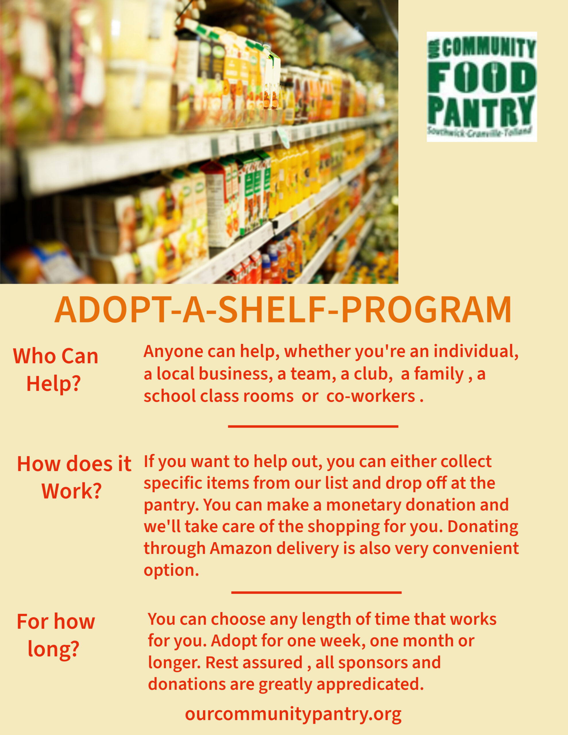 Adopt A Shelf – Our Community Food Pantry