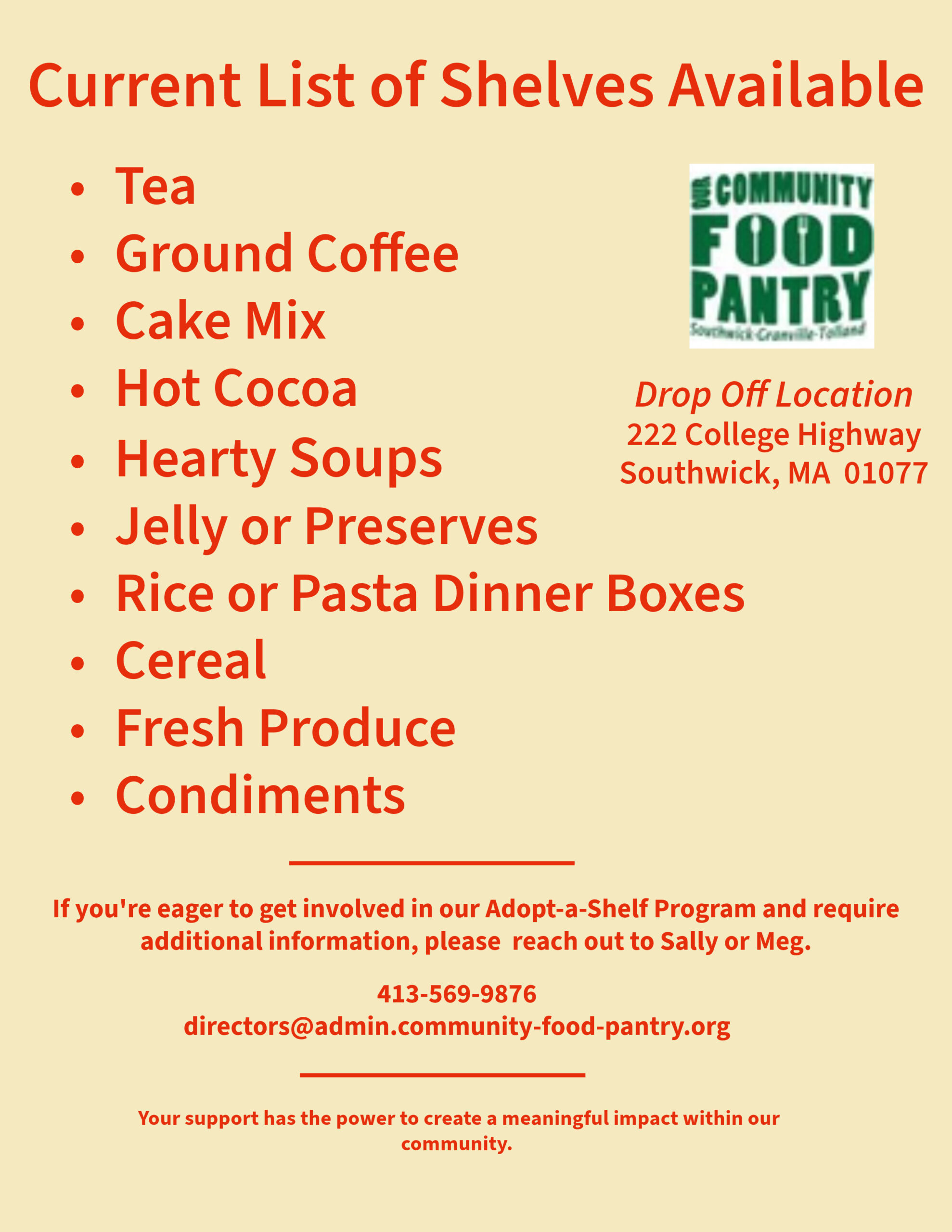 Adopt-a-Shelf – Our Community Food Pantry