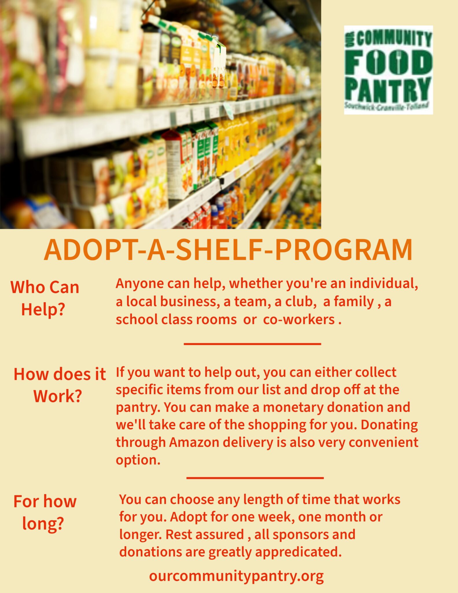 Adopt-a-Shelf – Our Community Food Pantry